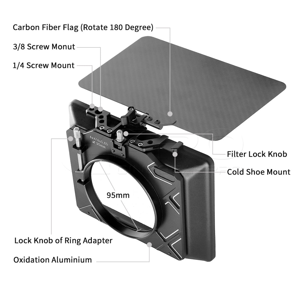 CGPro Indie Carbon Clamp on Mini-Matte box 4x4" / 4x5.65" Matte Box ...