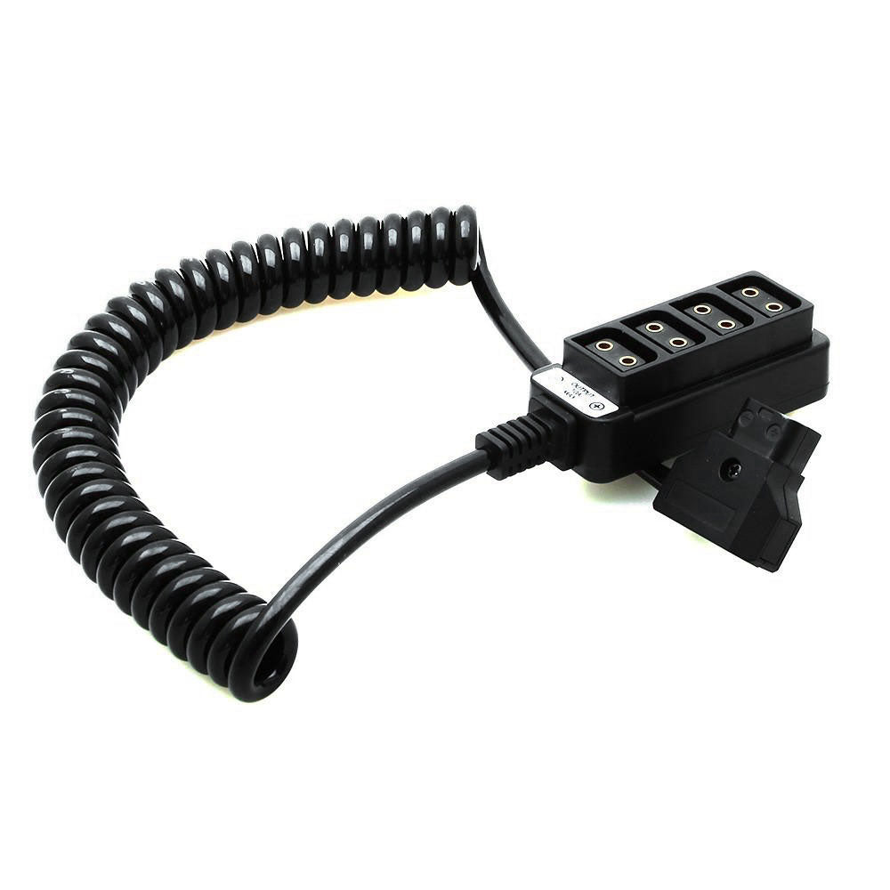 CGPro Coiled Male D-Tap Power Tap to 4 Female D-Tap P-Tap Hub Adapter ...